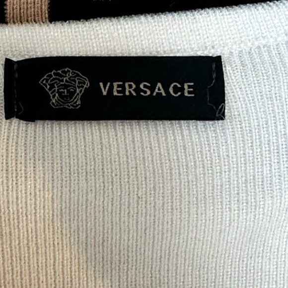 Versace | Sweaters | Versace Authentic Knit Zip Up Cream Medusa Logo ...